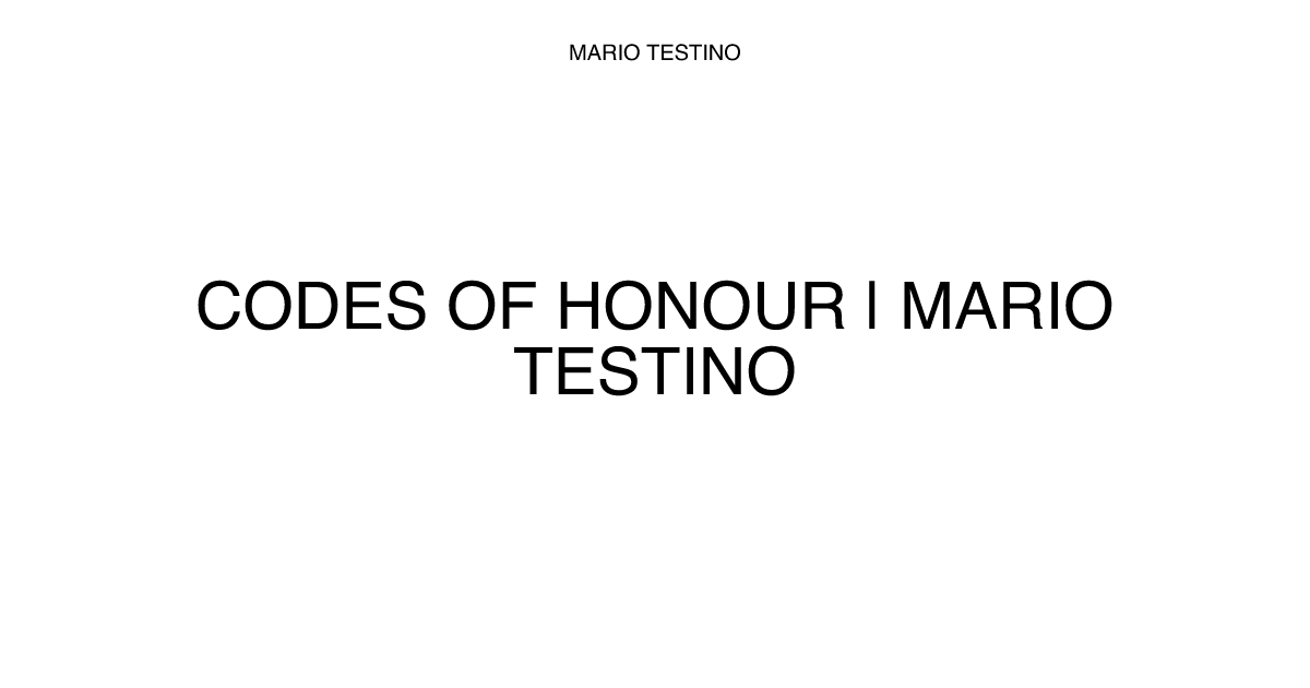 Codes of Honour | Mario Testino